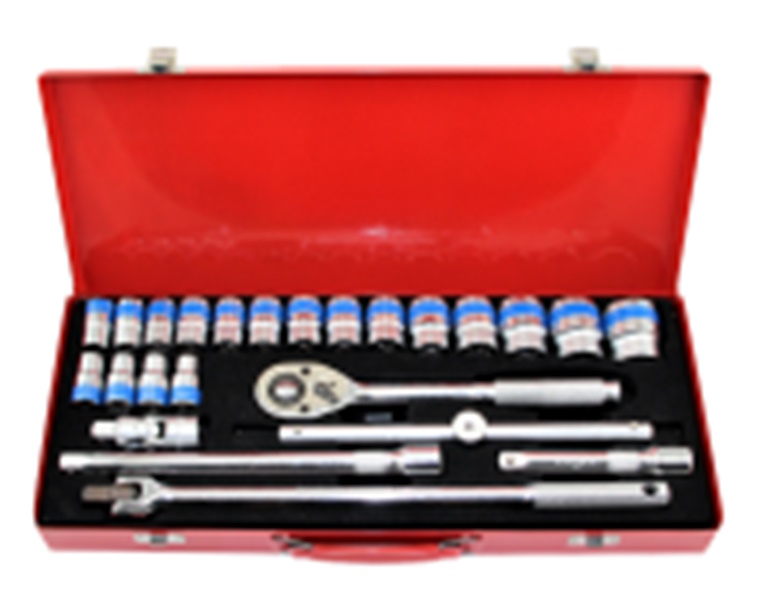 24pc 1/2″ Drive 6 Point Socket Set – Chrome Vanadium – Metric – Tool ...